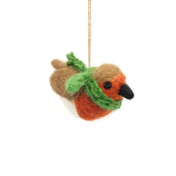 Handmade Felt Robbie the Robin Hanging Decoration