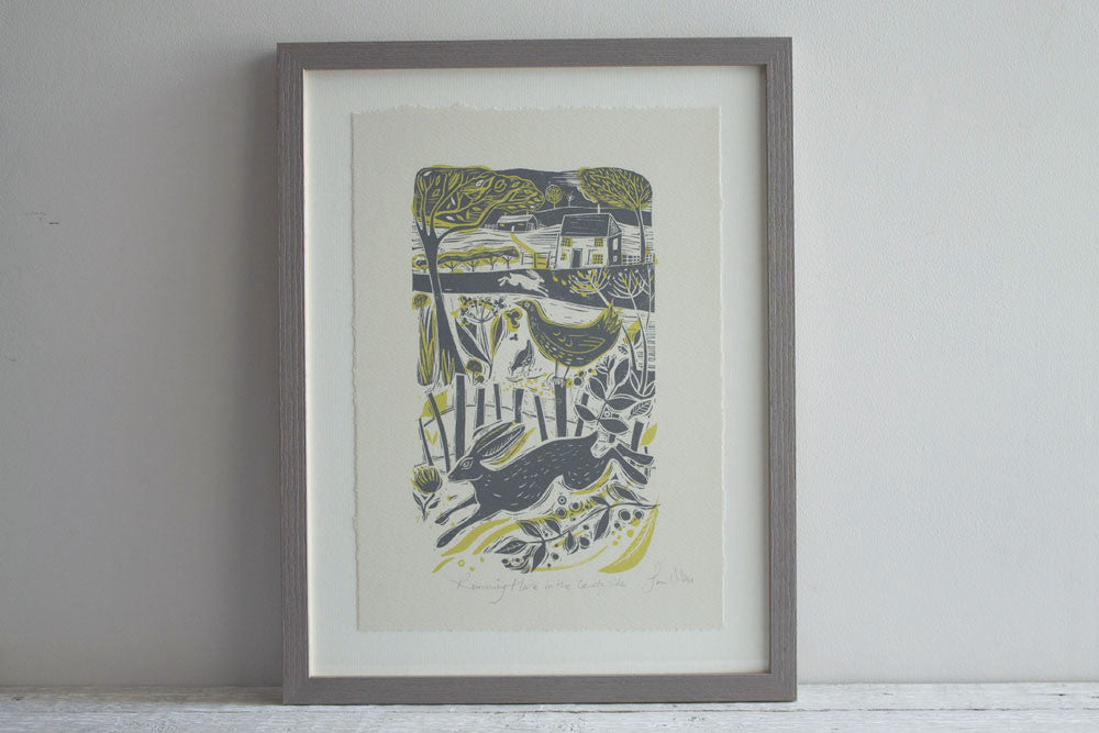 Sam Wilson Running Hare In The Countryside Print – Sam Wilson Studio Ltd